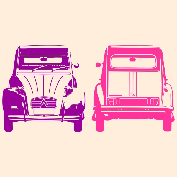 Sticker 2CV Charleston face et dos spécial portes recto-verso ...