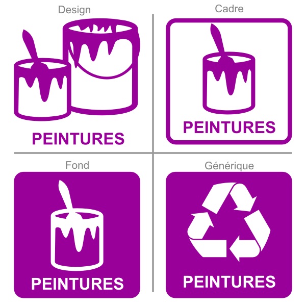 Sticker Recyclage des vieilles peintures Signalétique tri sélectif ...